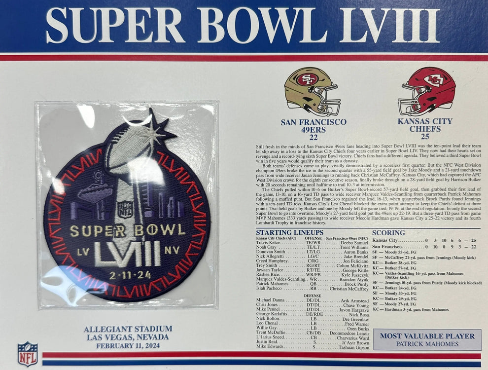 2024 NFL Super Bowl 58 LVIII Willabee & Ward Patch Kansas City Chiefs ...