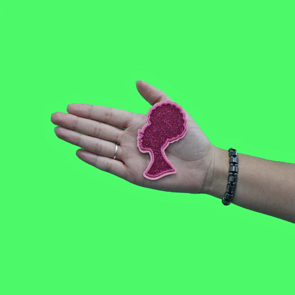 Afro Shimmer Pink Side Silhouette Patch Doll Toy Movies Applique Iron ...