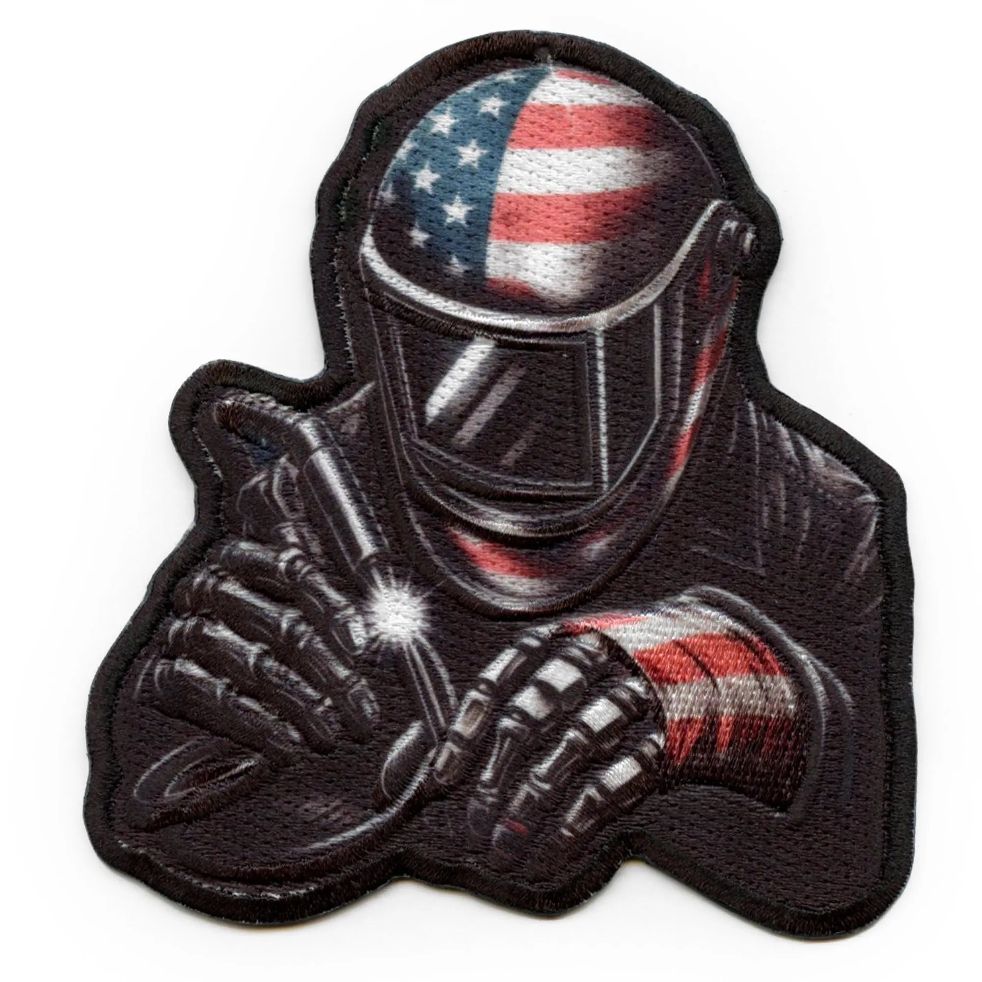 American Skeleton Welder Patch Blue Collar Sublimated Embroidery Iron – Patch Collection