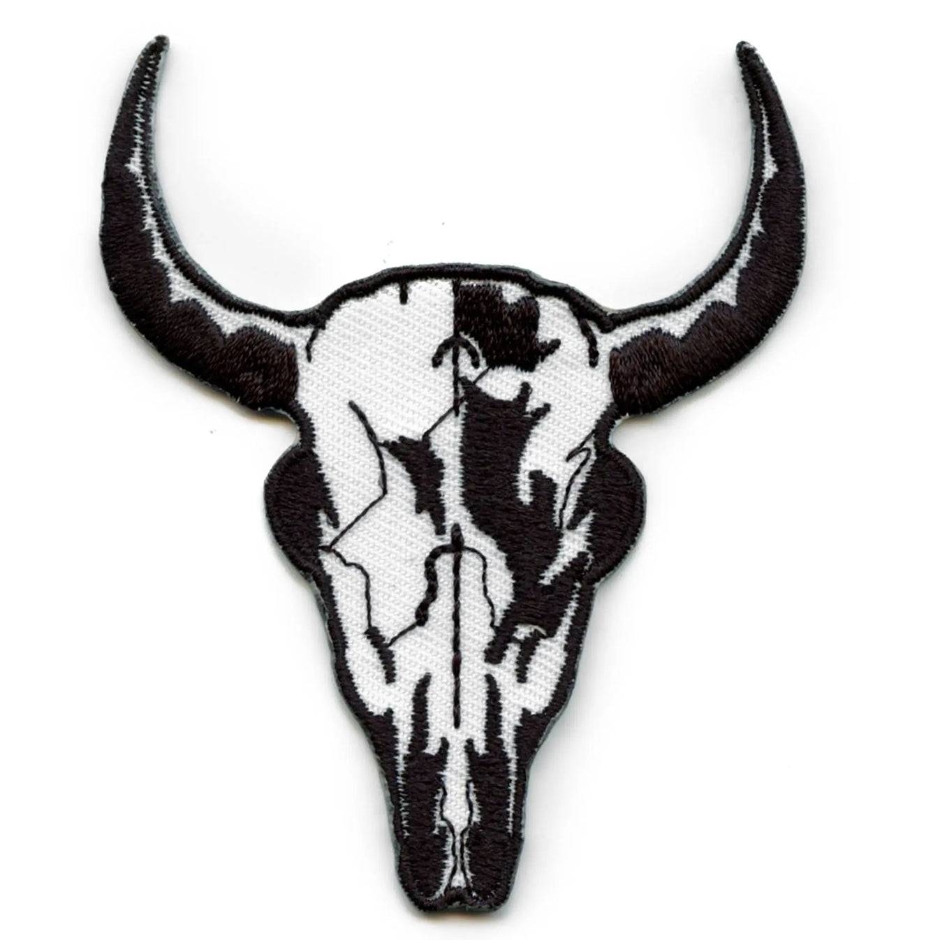 Western Bull Skull Patch Horns Decor Hunt Embroidered Iron On Cow Long ...