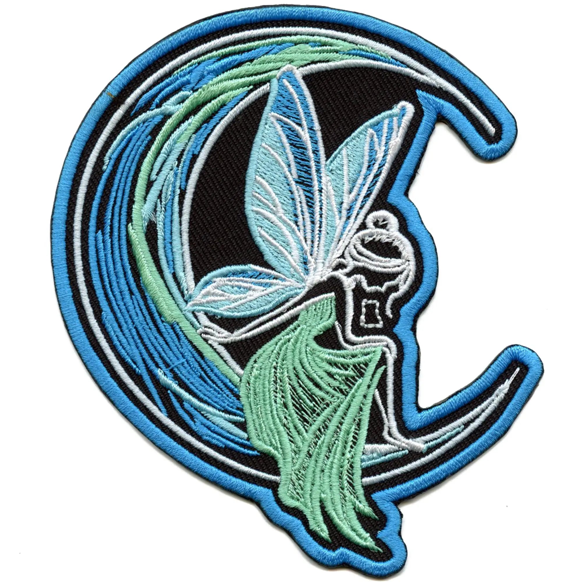 Crescent Neon Fairy Patch Mythical Teal Moon Embroidered Iron On ...