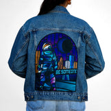 Custom Houston Astronaut Be Someone Stain Glass Window Denim Jacket ...