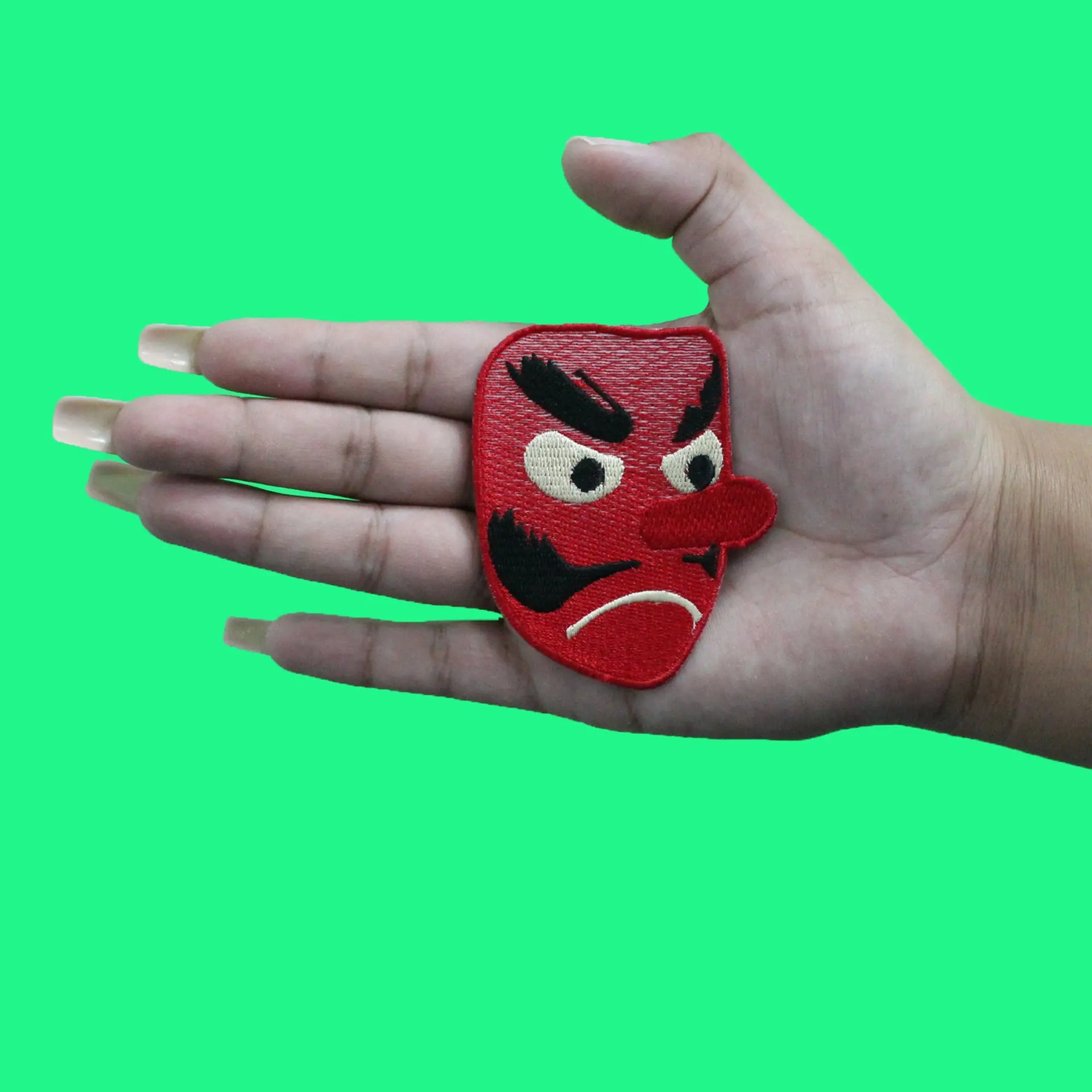 Japanese Goblin Emoji Patch Tengu Red Mask Embroidered – Patch Collection