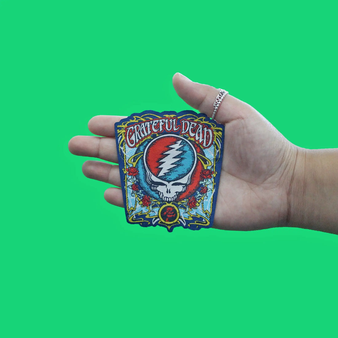 Grateful Dead Skull Art Patch American Rock Band Woven Iron On – Patch ...