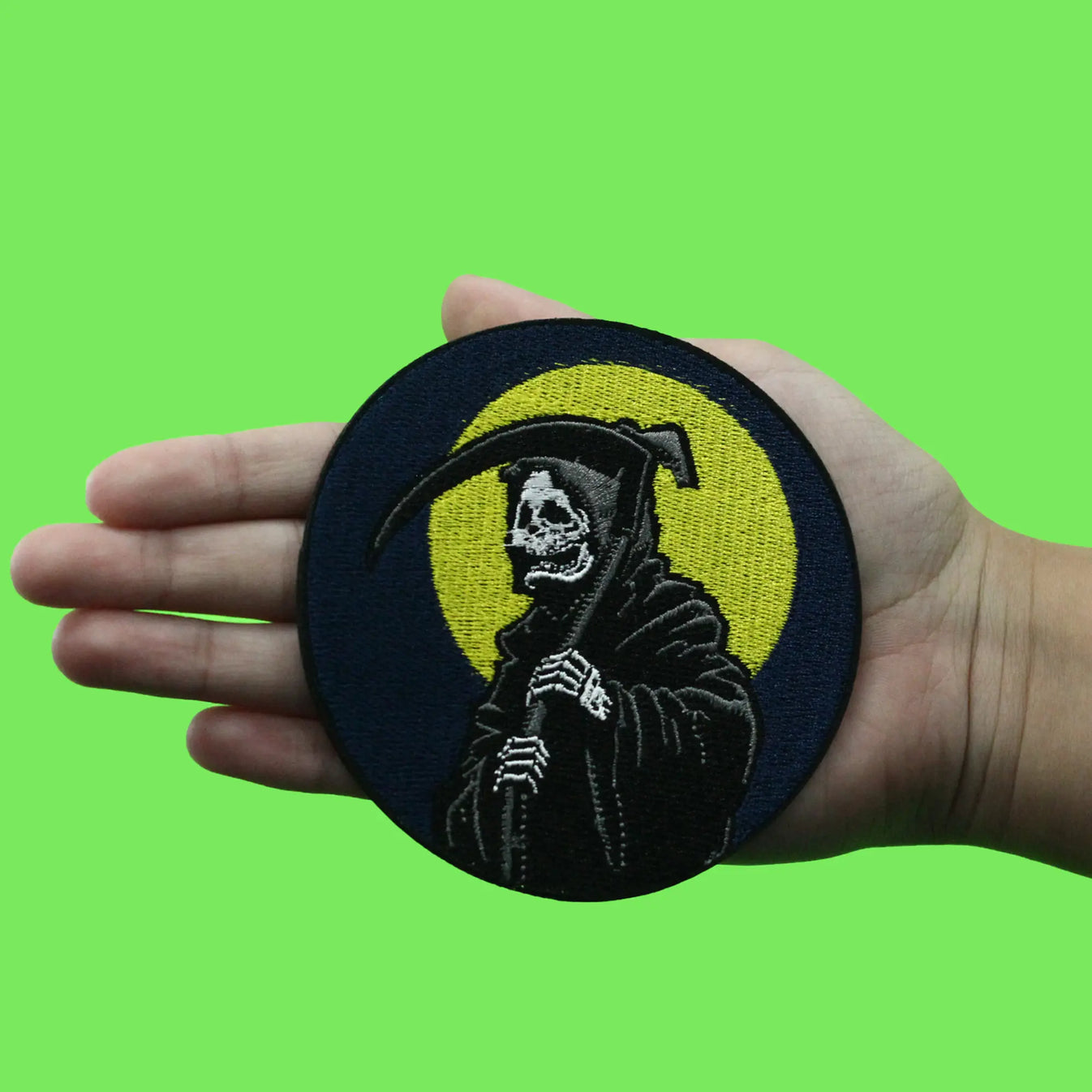 Grim Reaper Moonlight Patch Death Skull Scythe Embroidered Iron On ...