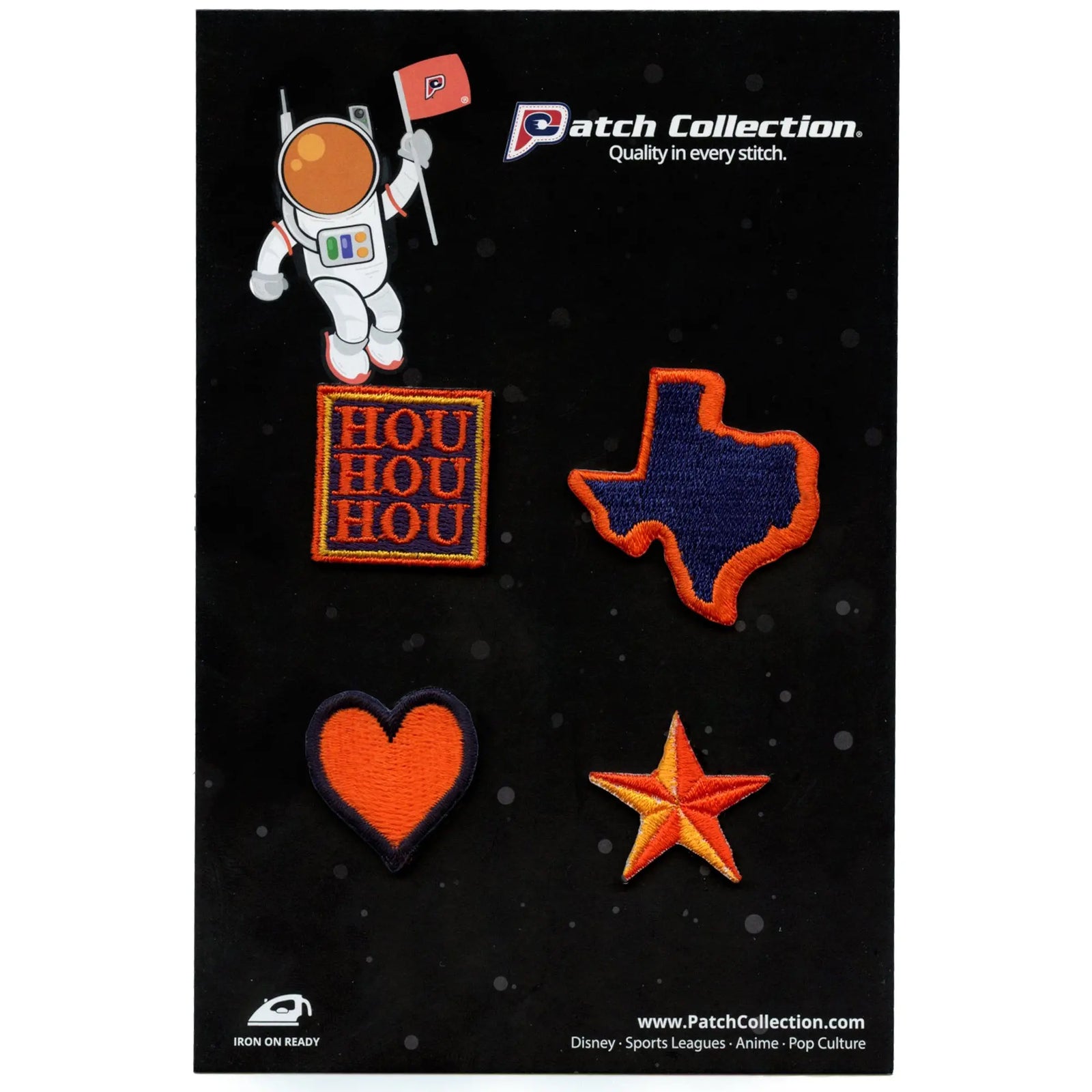 Houston 4 Pack Mini Set Patch HOU Heart Star Texas Embroidered Iron On ...