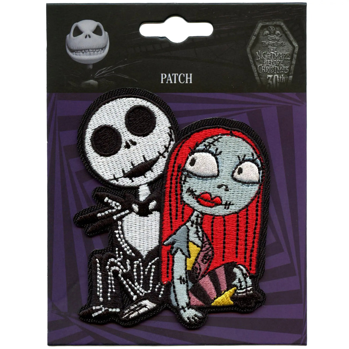 Nightmare Before Christmas Patch Jack and Sally Sitting Embroidered Ir ...