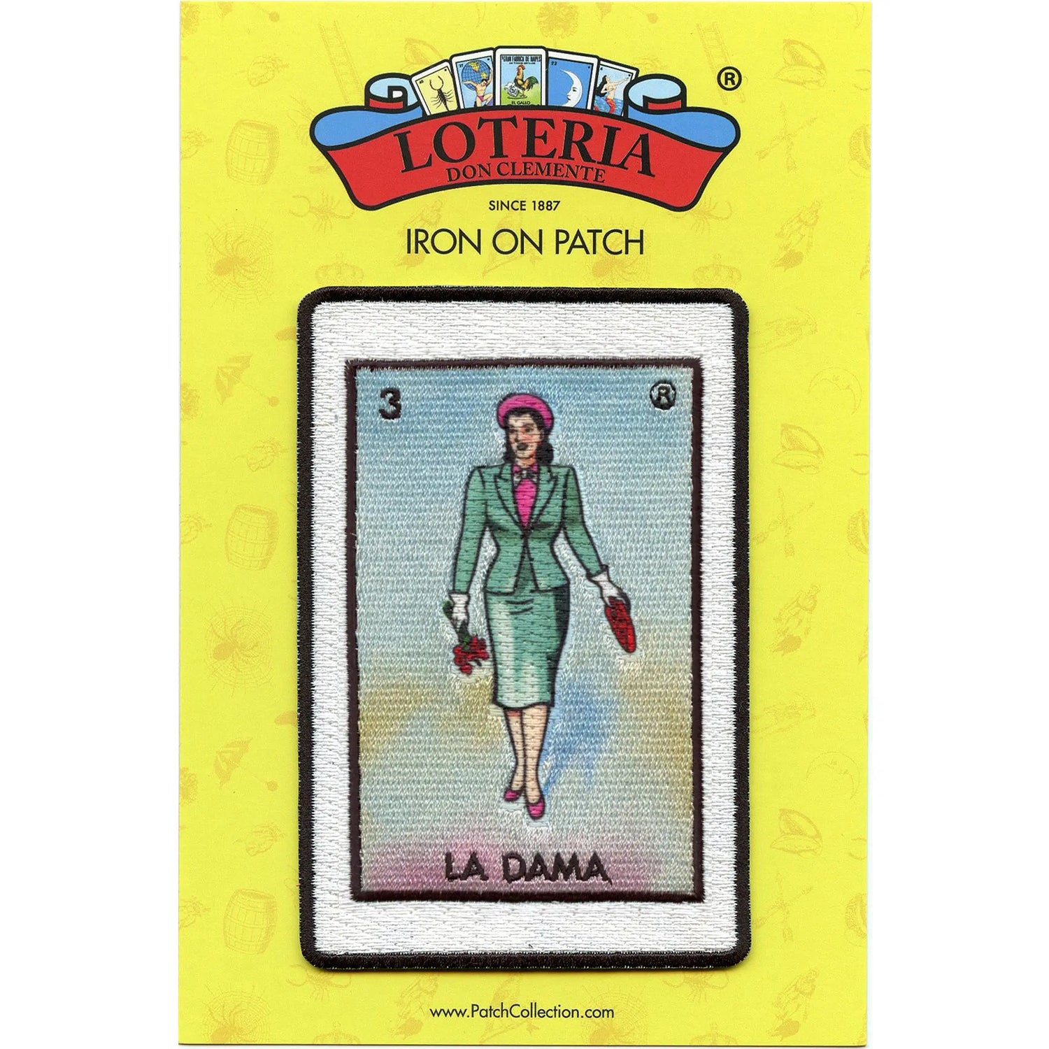 La Dama 3 Patch Lady Mexican Loteria Card Sublimated Embroidery Iron O ...
