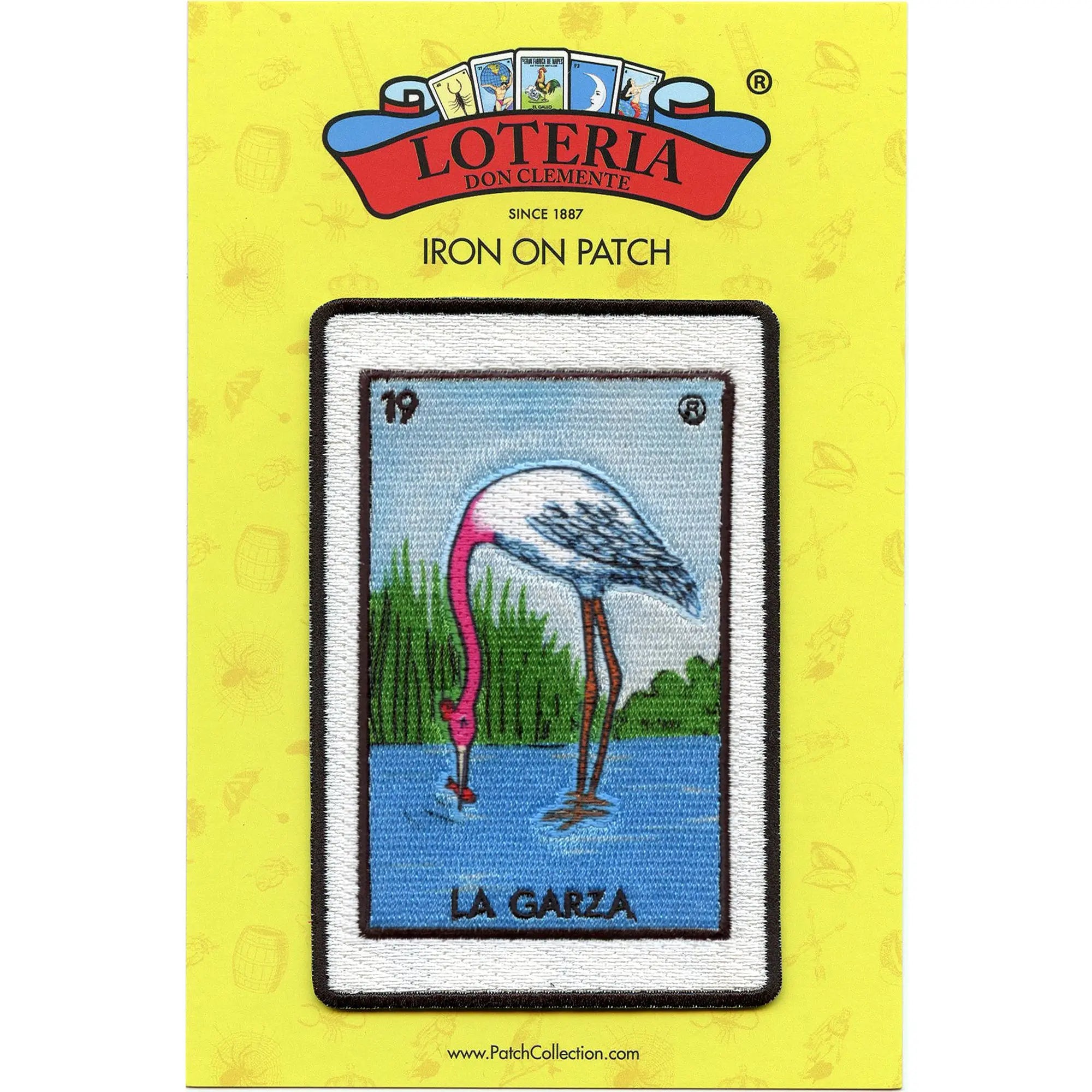 La Garza 19 Patch Heron Mexican Loteria Card Sublimated Embroidery Iro Patch Collection