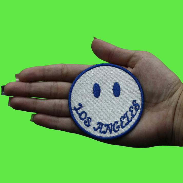 Los Angeles Smiley Patch White Face Embroidered Iron on – Patch Collection