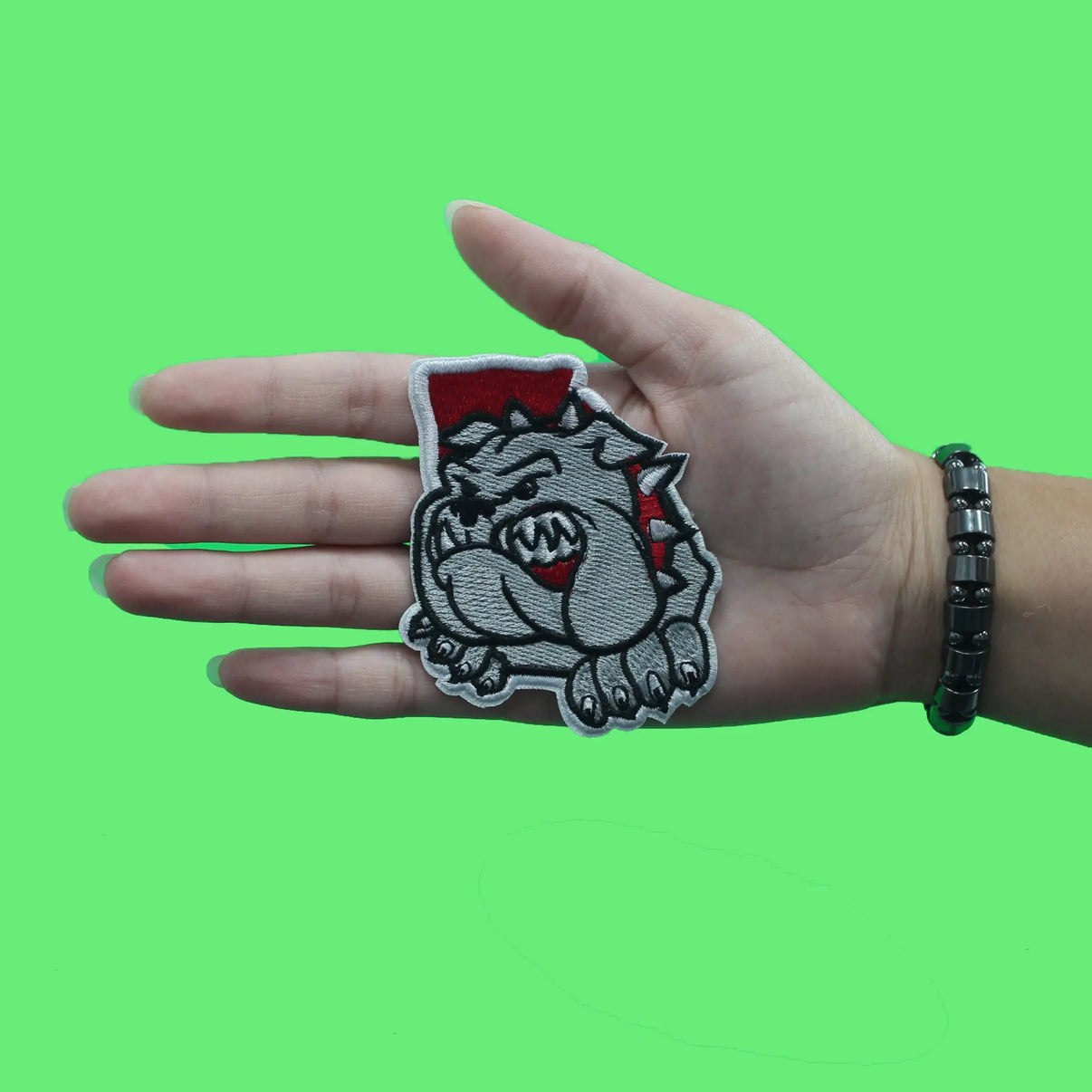 State of Georgia Patch Spiked Collar Bulldog Embroidered Iron On ...