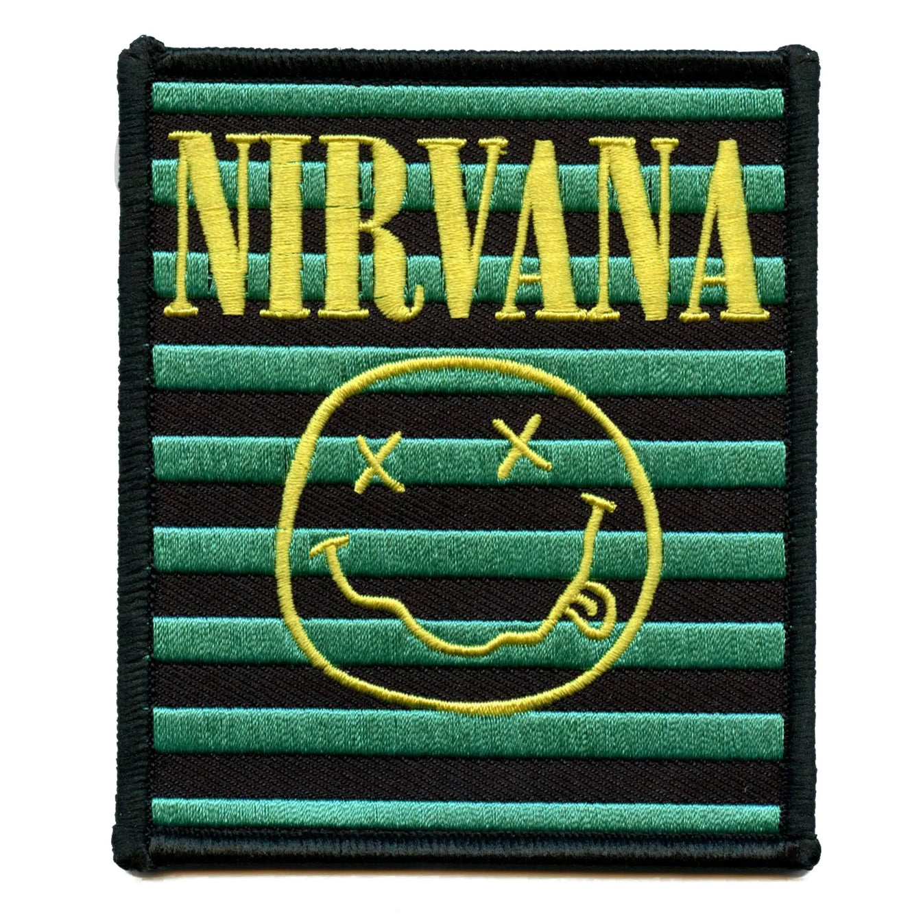 Nirvana Happy Face & Stripes Patch Grunge Rock Band Woven Iron On – Patch Collection