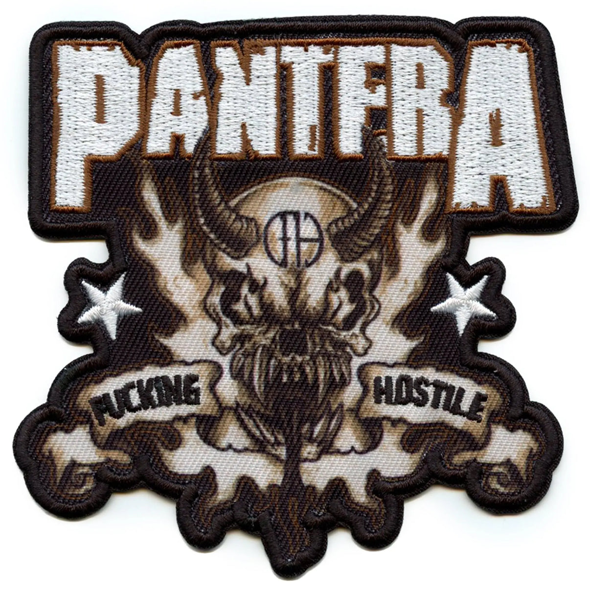 Pantera Fu***** Hostile Patch Metal Skull Stars Embroidered Iron On ...