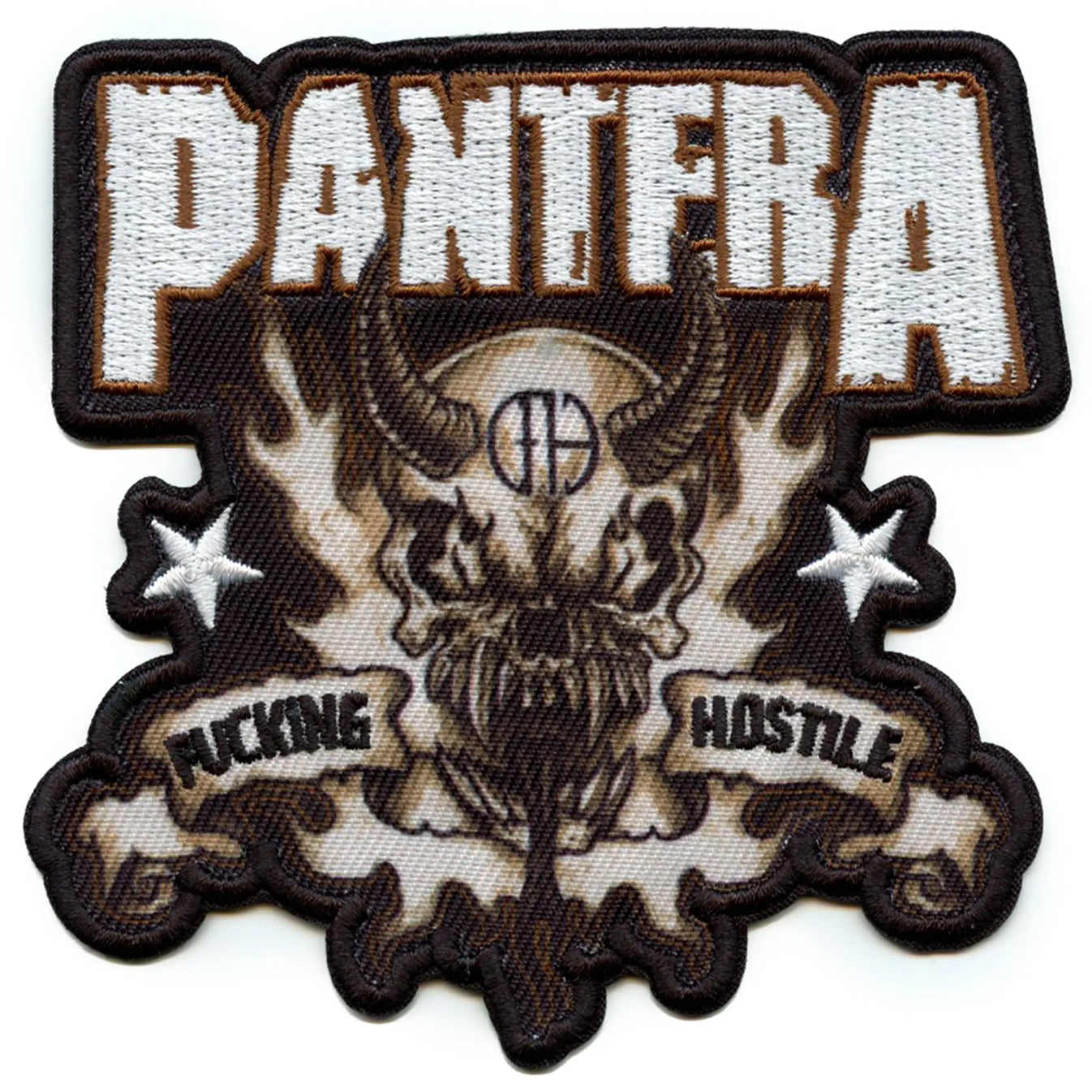 Pantera Fu***** Hostile Patch Metal Skull Stars Embroidered Iron On ...
