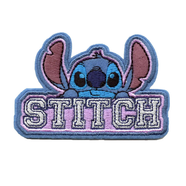 Stitch Peeking With Script Patch Kids Disney Embroidered Iron On ...