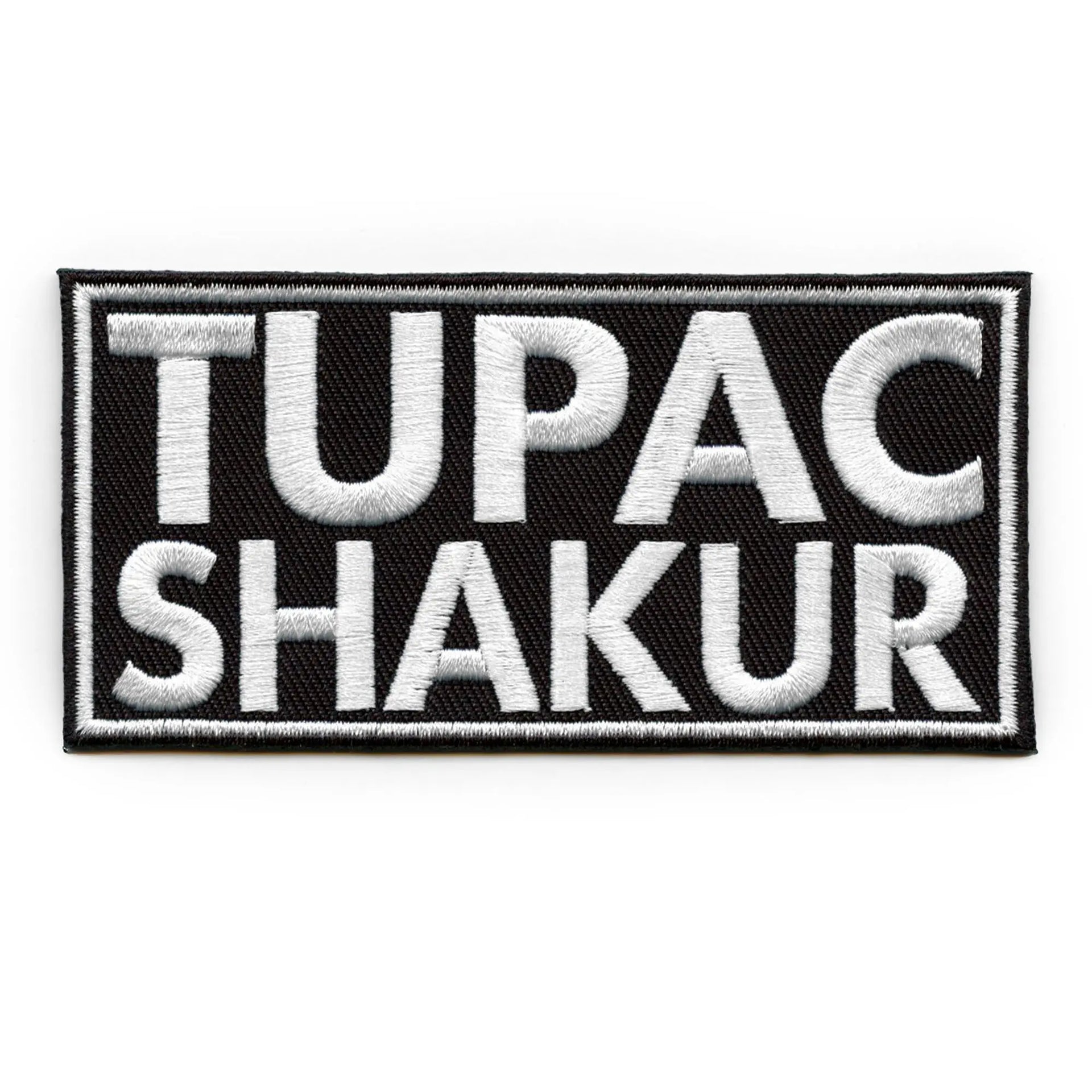 Tupac Shakur Name Logo Silver Patch Iconic Rapper Music Embroidered Ir ...