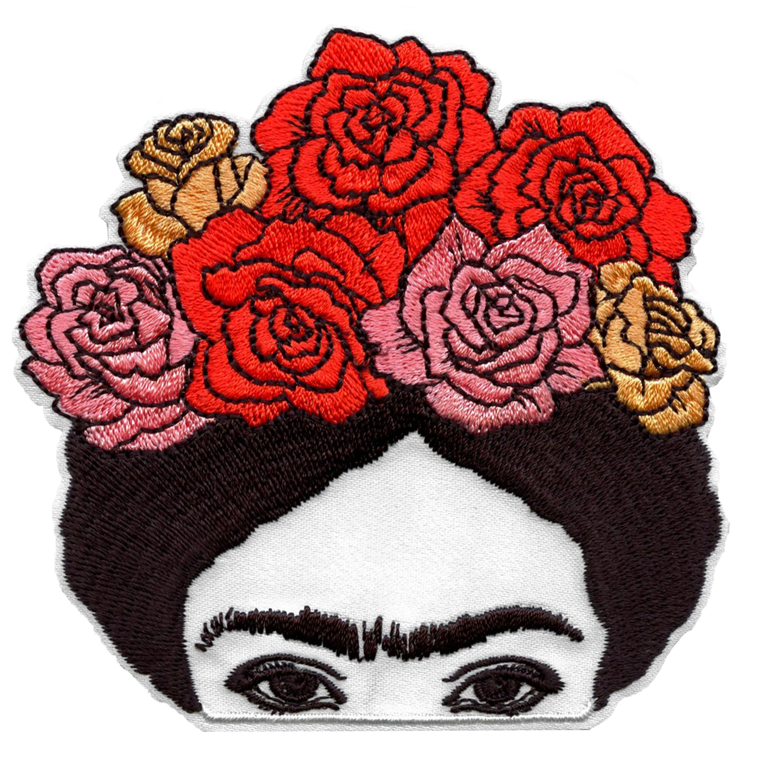 Frida Kahlo Flower Crown Patch Iconic Feminist Artist Embroidered Iron On – Patch Collection