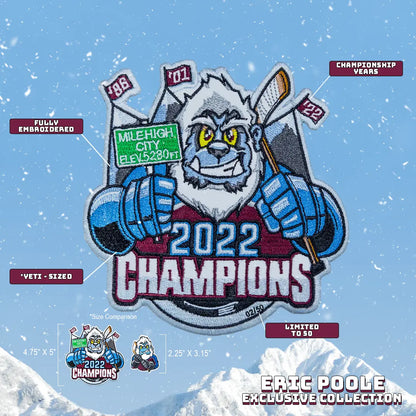 2022 Champions Denver Colorado Yeti Mascot Hockey – Patch Collection