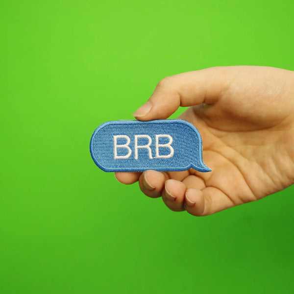 BRB Blue Text Bubble Embroidered Iron On Patch – Patch Collection