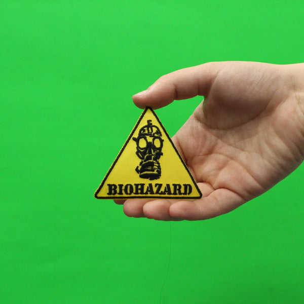 Biohazard Gas Mask Yellow Caution Sign Embroidered Iron On Patch ...