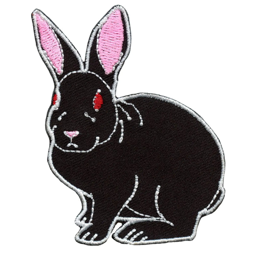 Black Evil Demon Bunny Rabbit Embroidered Iron On Patch – Patch Collection