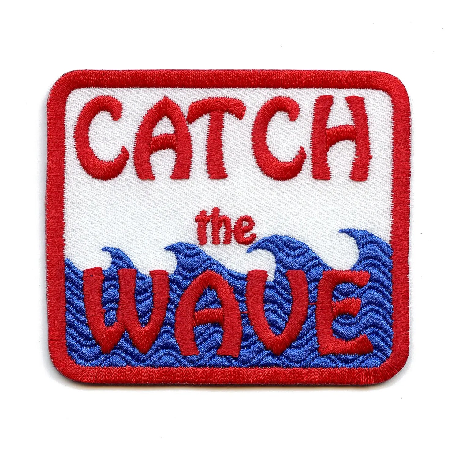Catch The Wave Red Surfing Box Logo Iron On Embroidered Patch – Patch ...