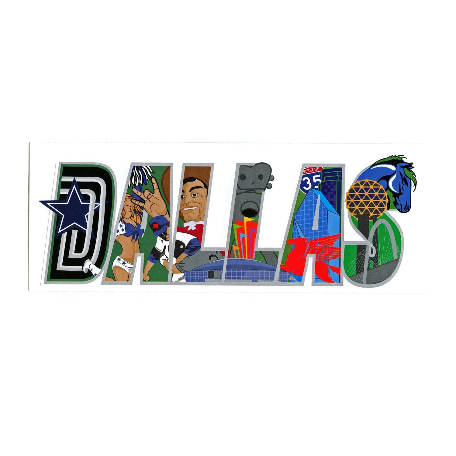 Dallas Texas Large Iconic Collage Bumper Sticker – Patch Collection