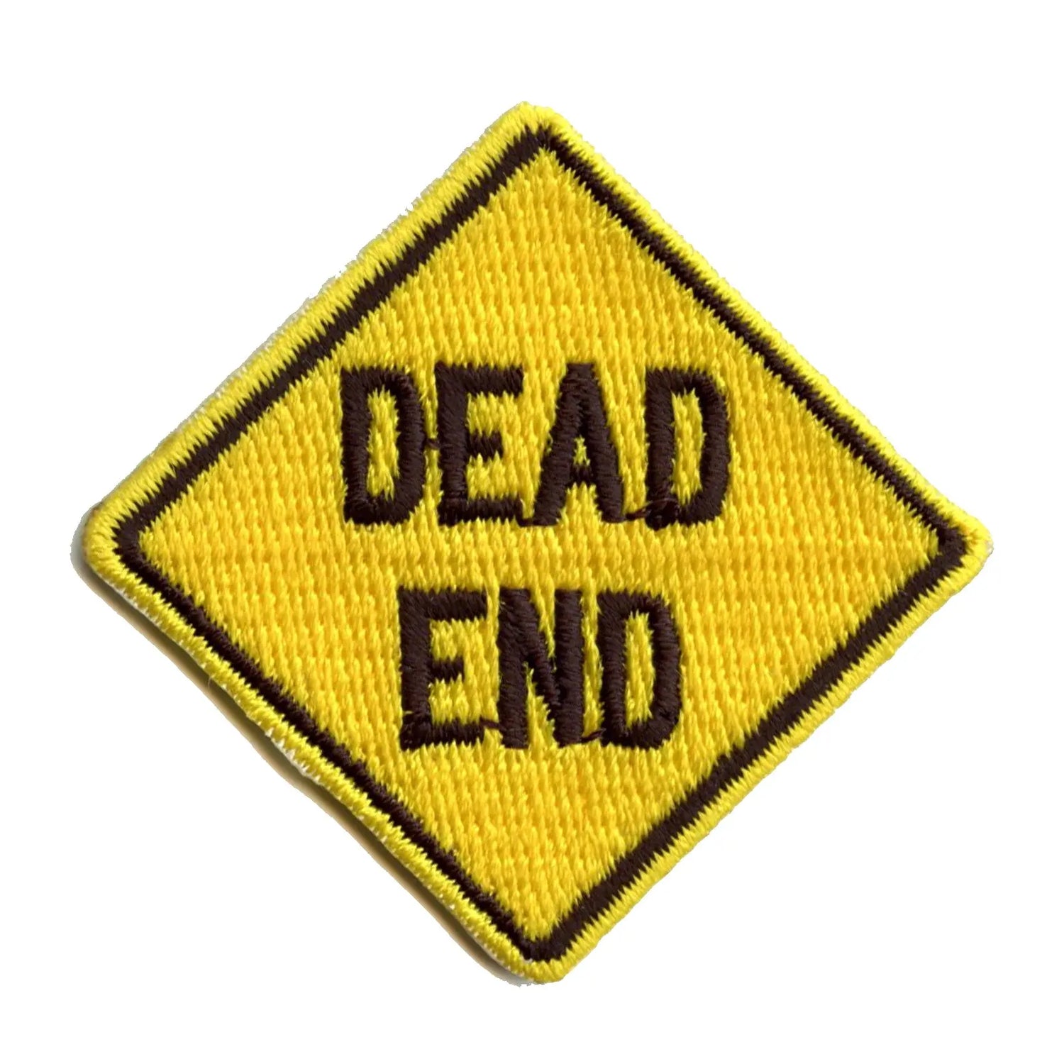 Dead End Yellow Street Sign Embroidered Iron On Patch – Patch Collection