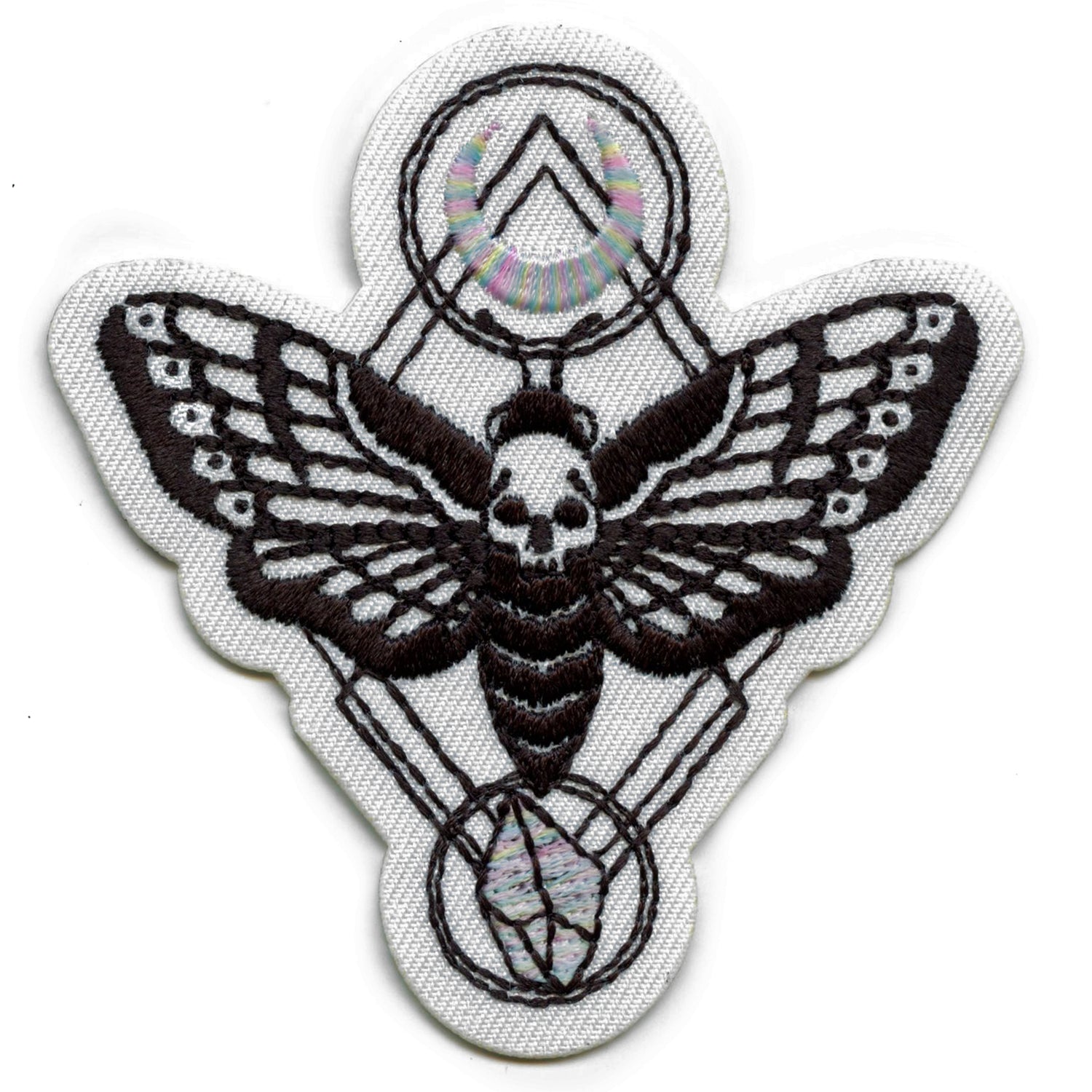 Deaths Head Moth Patch With Moon Crystal EXCLUSIVE Embroidered Iron On – Patch Collection