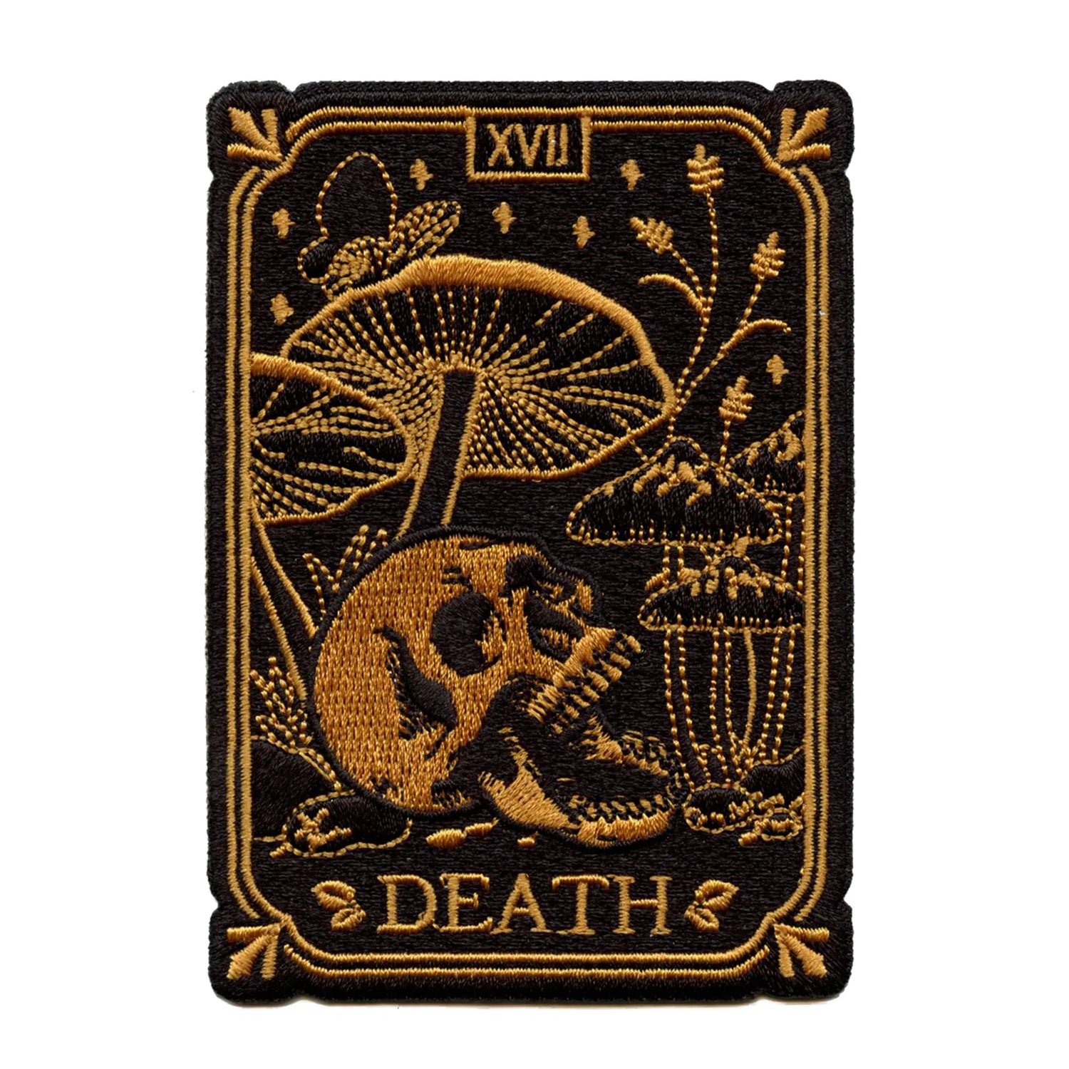 Seventeen Death Tarot Card Patch Skull Mushrooms Embroidered Iron On ...