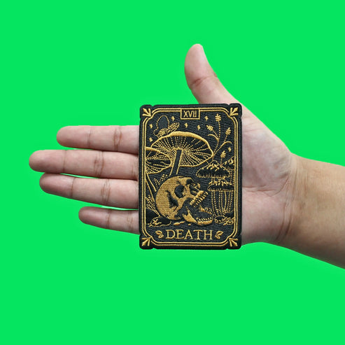 Seventeen Death Tarot Card Patch Skull Mushrooms Embroidered Iron On ...