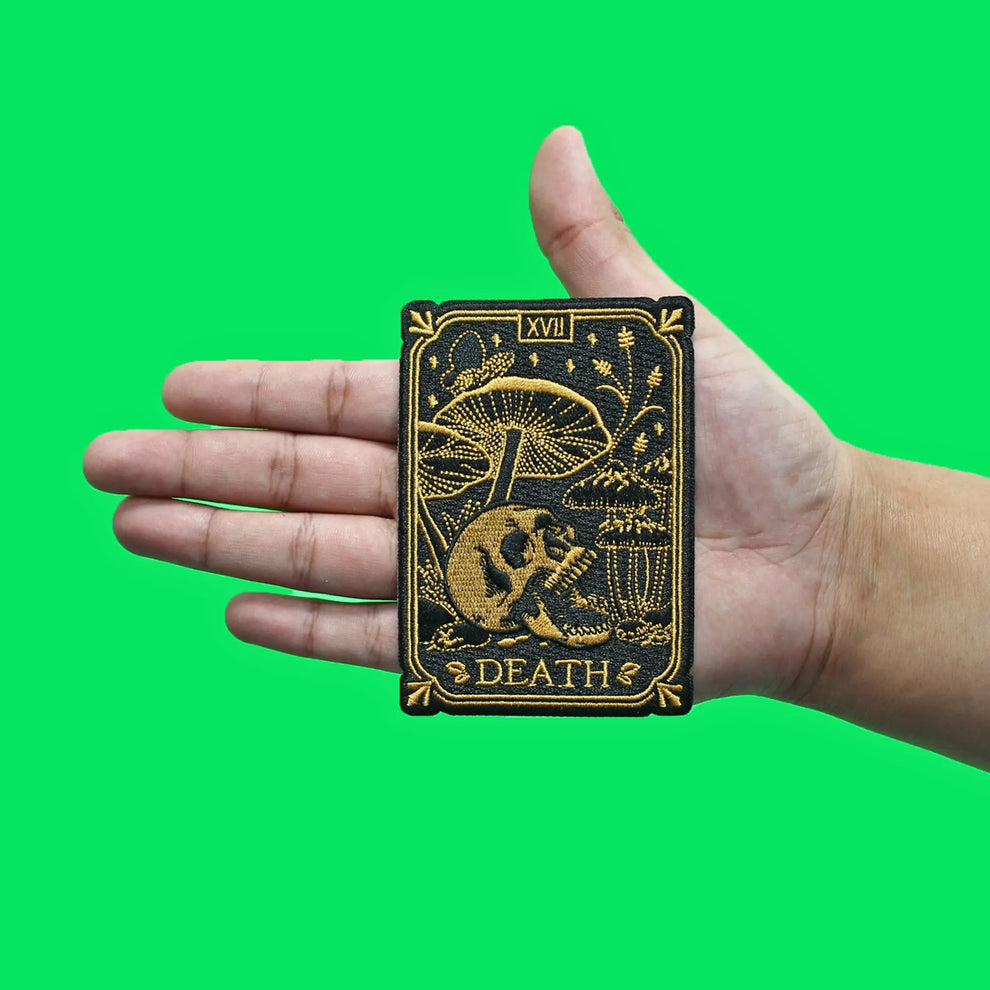 Seventeen Death Tarot Card Patch Skull Mushrooms Embroidered Iron On ...