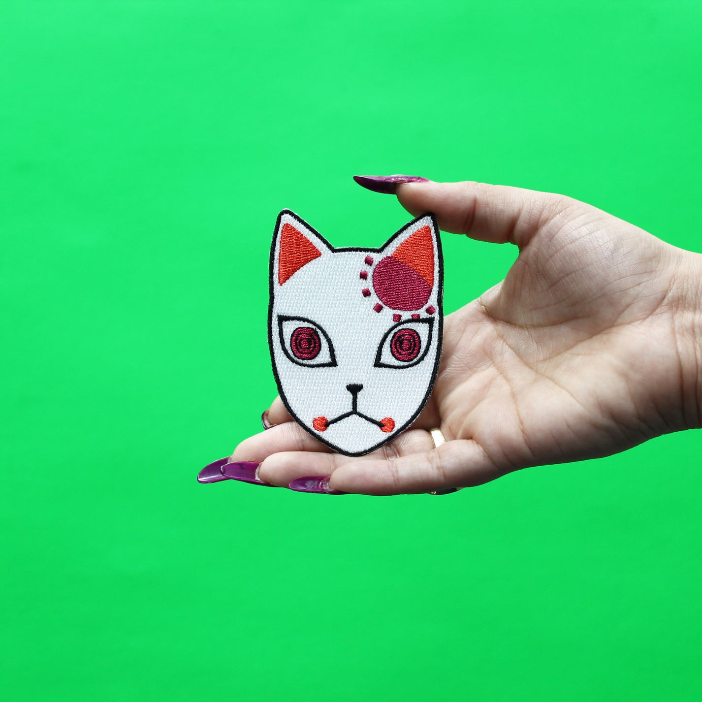 Demon Slayer Tanjiro's Mask Patch Fox Warding Mask Embroidered Iron On ...