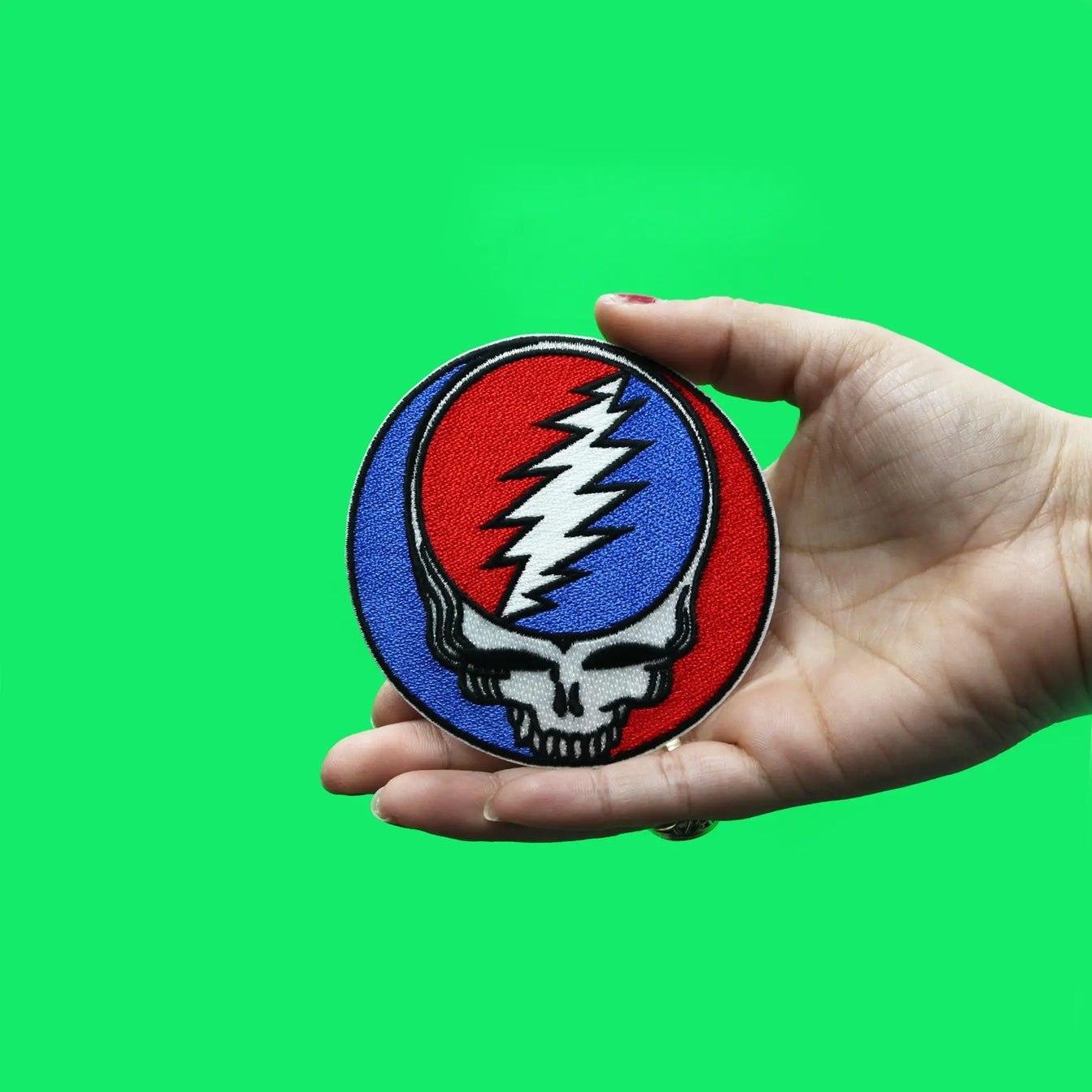 Grateful Dead Steal Your Face Patch Iconic Skull Round Embroidered Iron ...