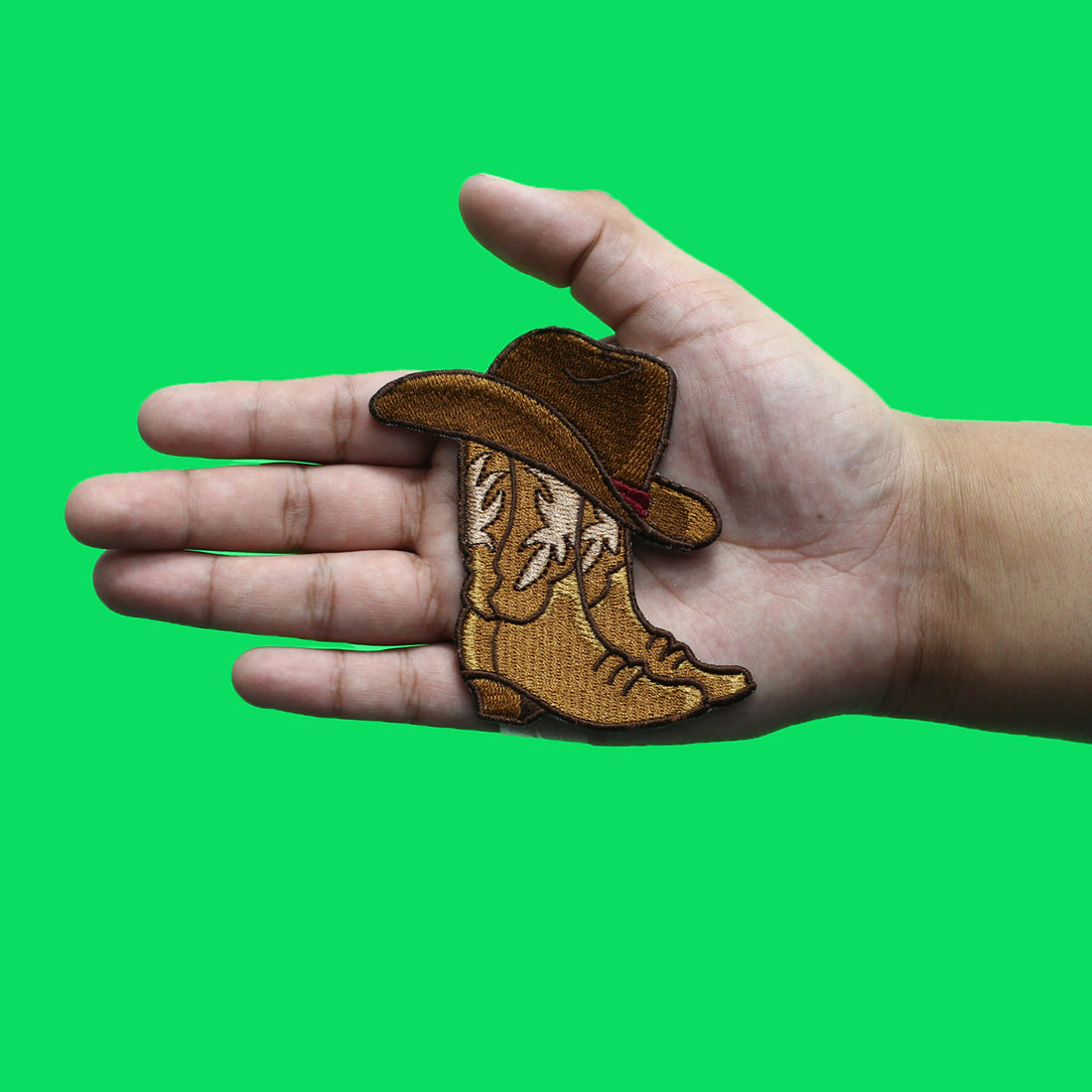 Cowboy Hat and Boots Patch Western Brown Rodeo Embroidered Iron On ...