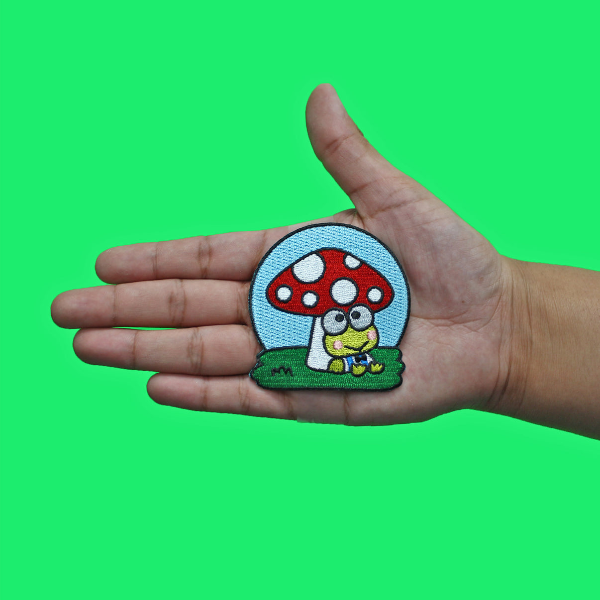 Keroppi Sitting Under Mushroom Patch Hello Kitty Cartoon Embroidered ...
