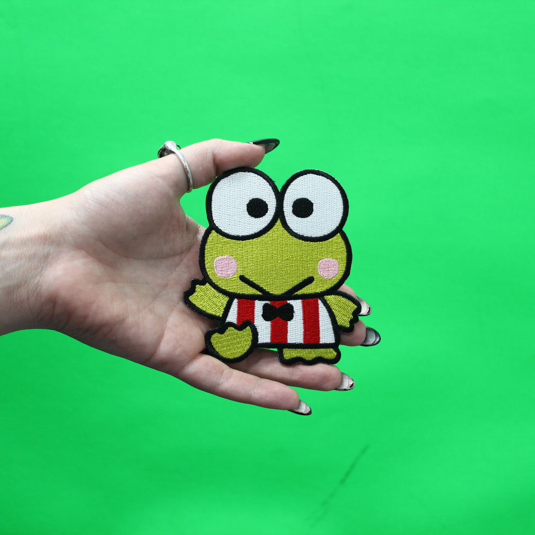 Keroppi Winking On Mushroom Patch Hello Kitty Cartoon Embroidered Iron ...