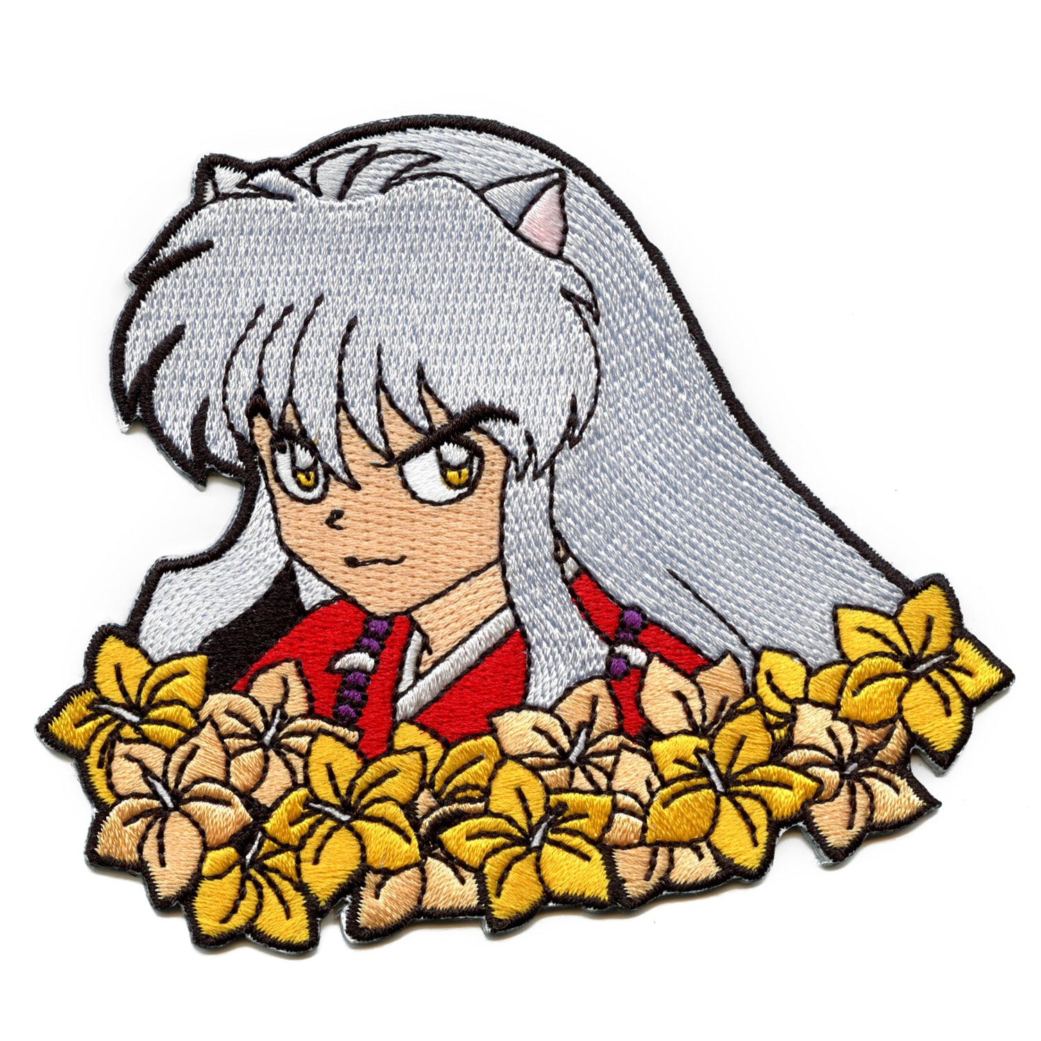Inuyasha Demon Form Patch Yellow Flowers Headshot Embroidered Iron On ...