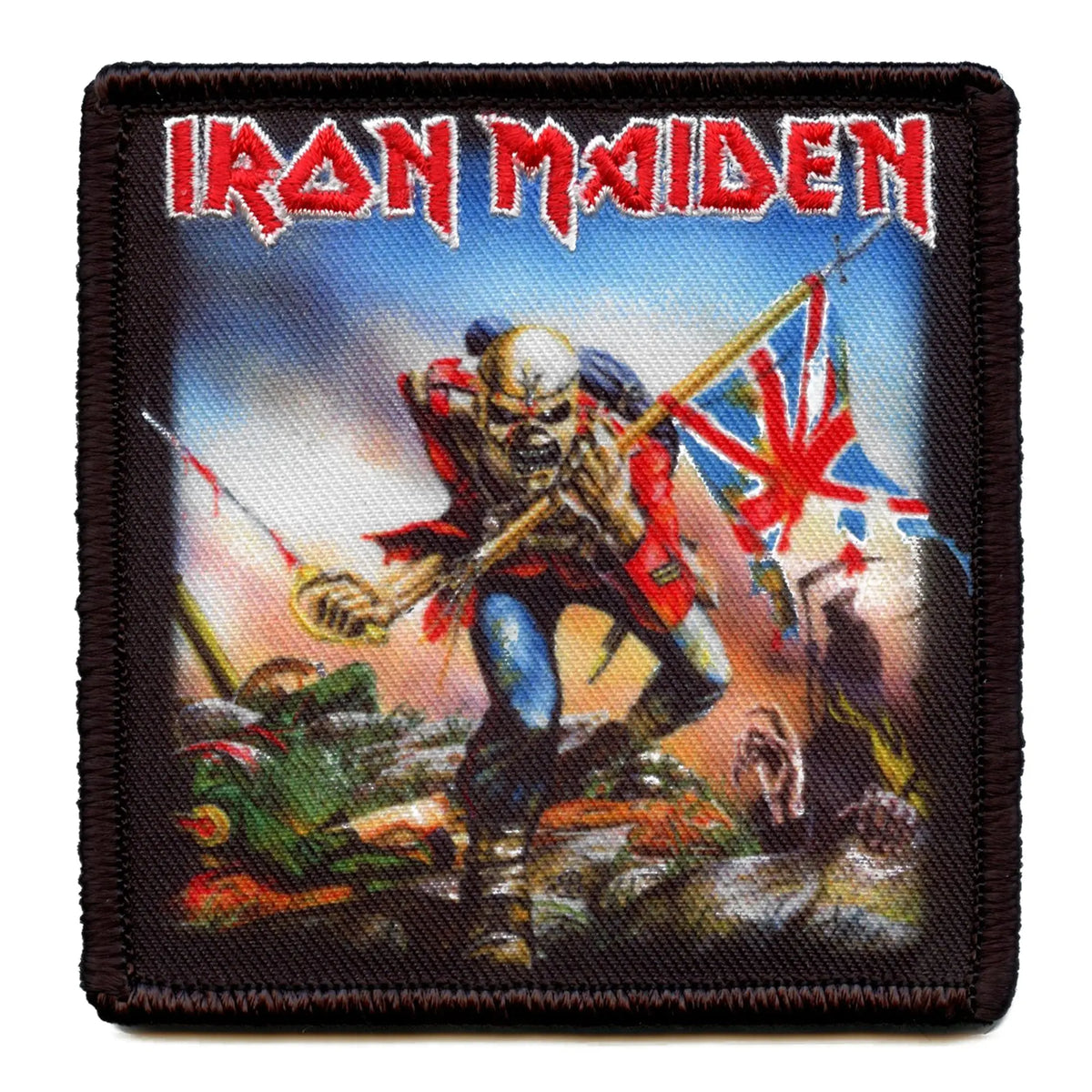 Official Iron Maiden Patch British Flag Embroidered Iron On – Patch ...