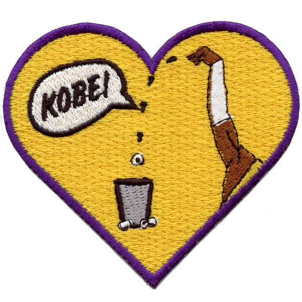 Los Angeles Kobe Shooting Paper Into Trashcan Heart Iron On Embroidered ...