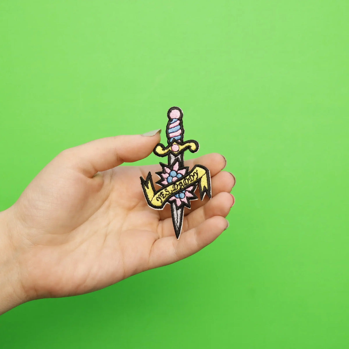 Cute Dagger With Yes Daddy Ribbon Embroidered Iron On Patch – Patch ...