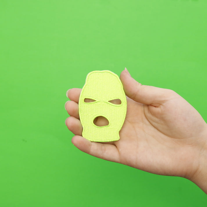 Neon Green Jackboys Ski Mask Embroidered Iron On Patch – Patch Collection