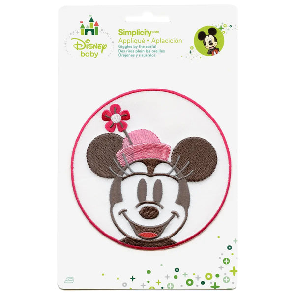 Disney Minnie Head In Pink Circle Embroidered Applique Iron On Patch ...