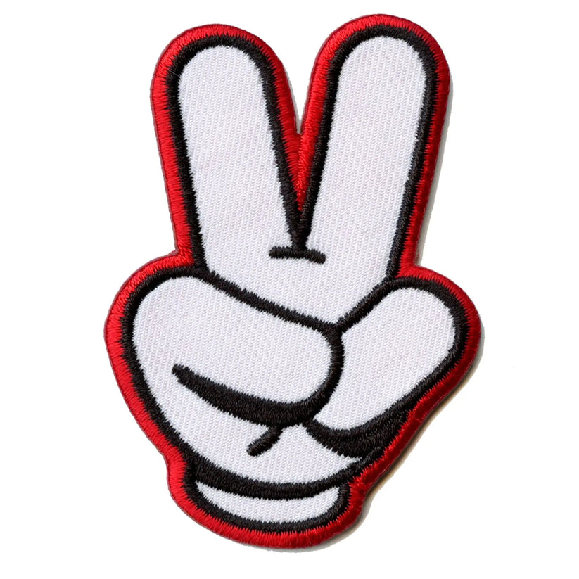 Official Mickey Mouse Glove Peace Sign Embroidered Iron On Patch ...