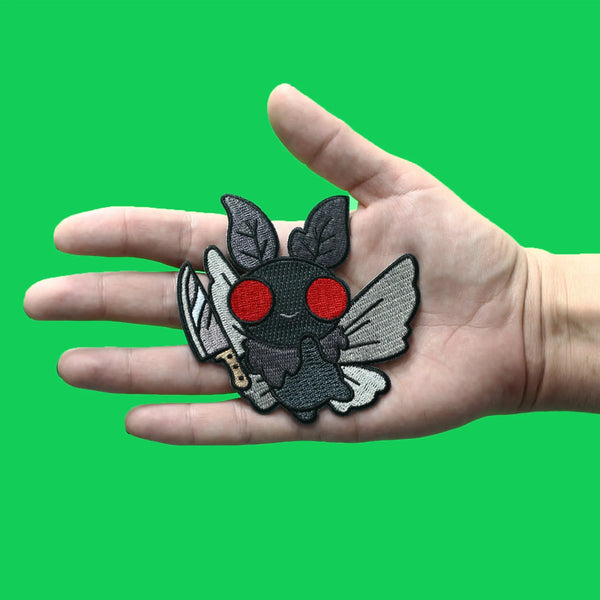 Cute Mothman With Knife Patch Folklore Mythology Legend Embroidered Iron On – Patch Collection