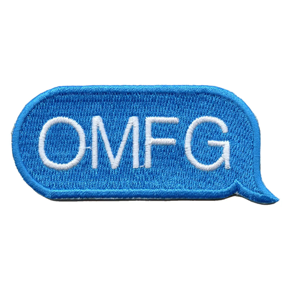 OMFG Blue Text Bubble Embroidered Iron On Patch – Patch Collection