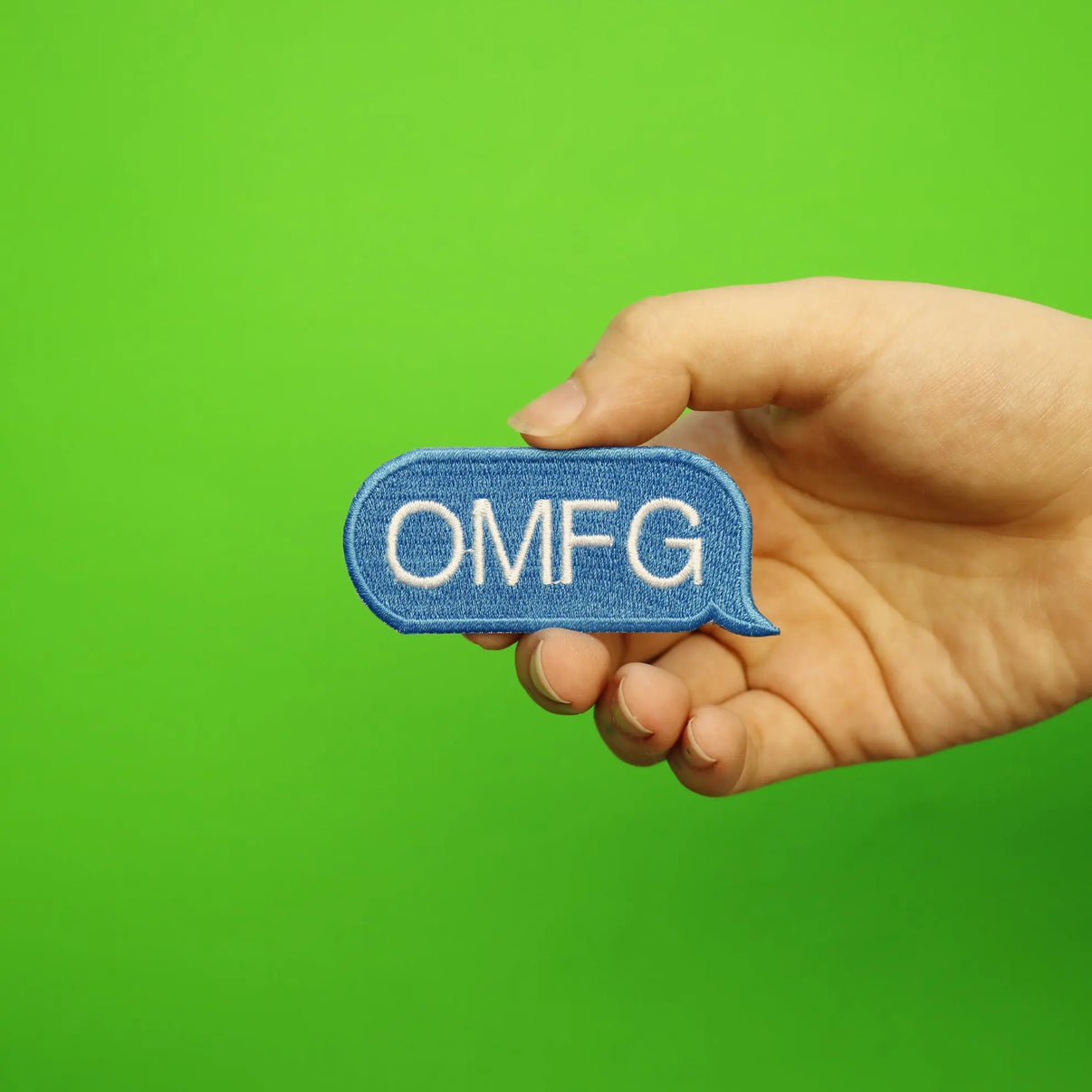 OMFG Blue Text Bubble Embroidered Iron On Patch – Patch Collection