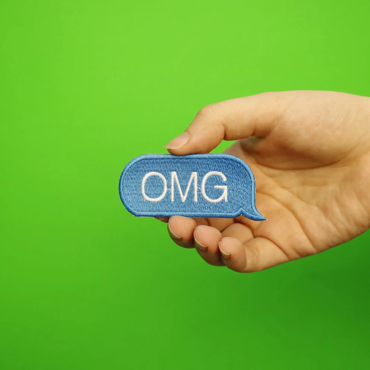 OMG Blue Text Bubble Embroidered Iron On Patch – Patch Collection