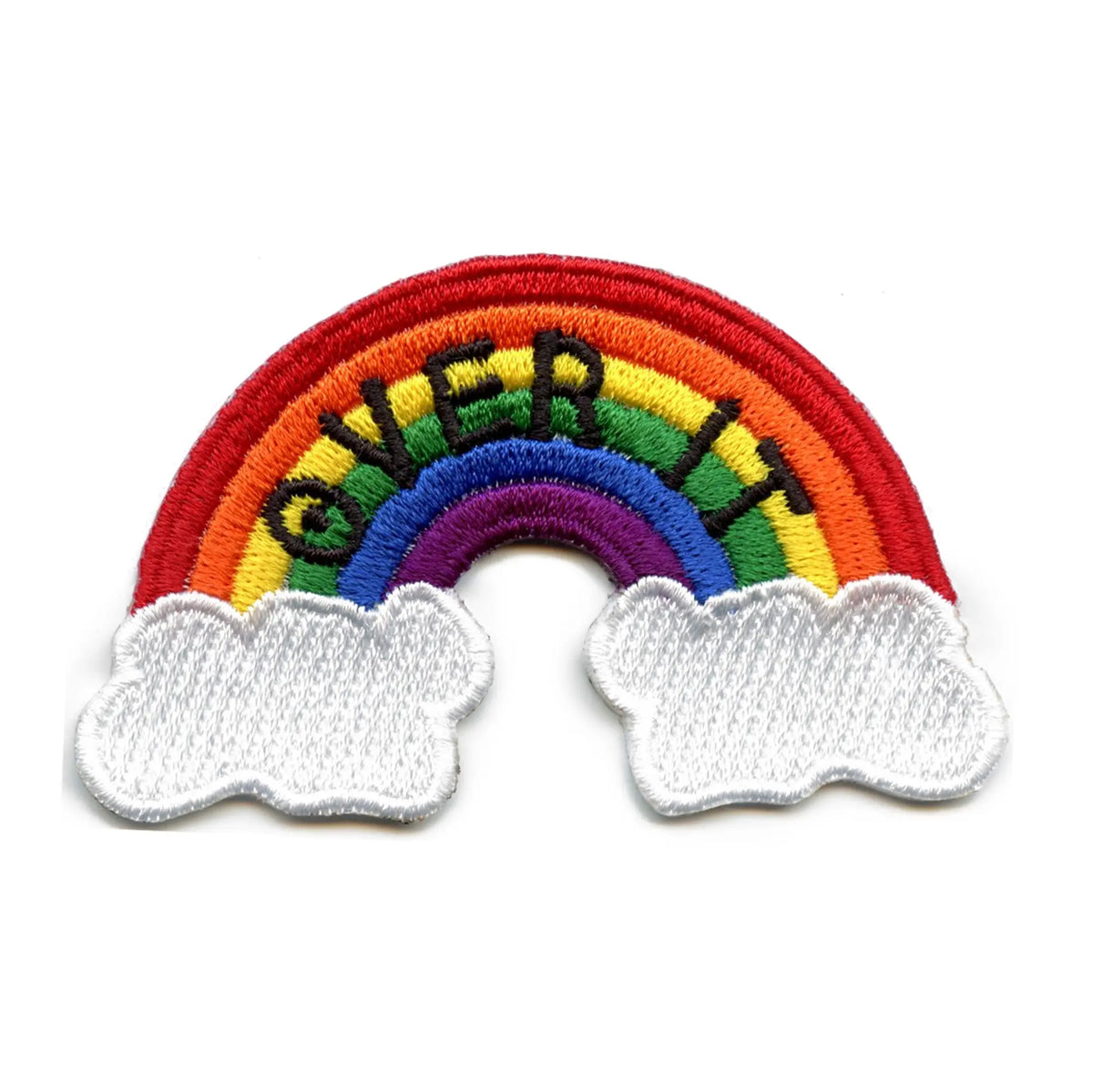 Over It Patch Rainbow With Clouds Embroidered Iron On – Patch Collection