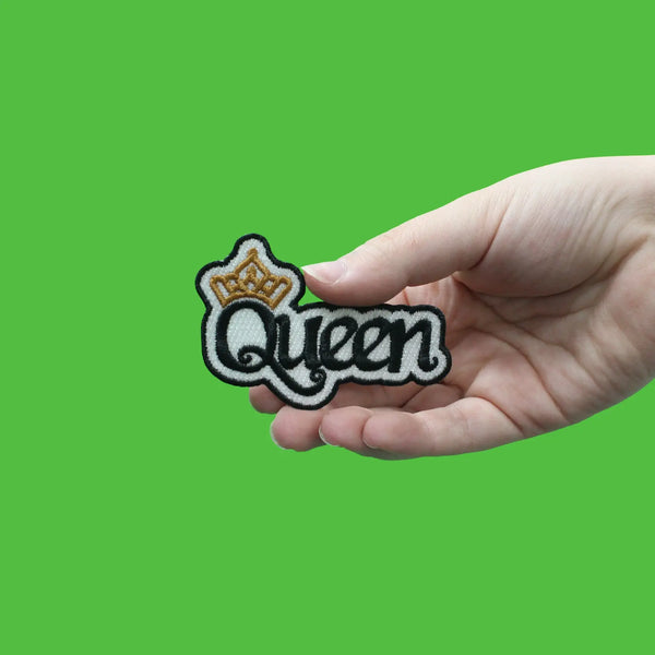 Queen Script with Gold Royal Crown Embroidered Iron on Patch – Patch ...